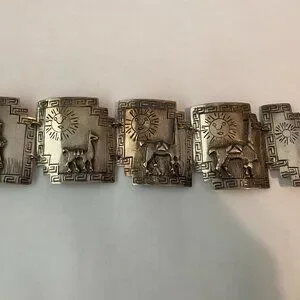 Jewelry | Vintage Peruvian Hinged Sterling Silver Bracelet Marked Peru ...